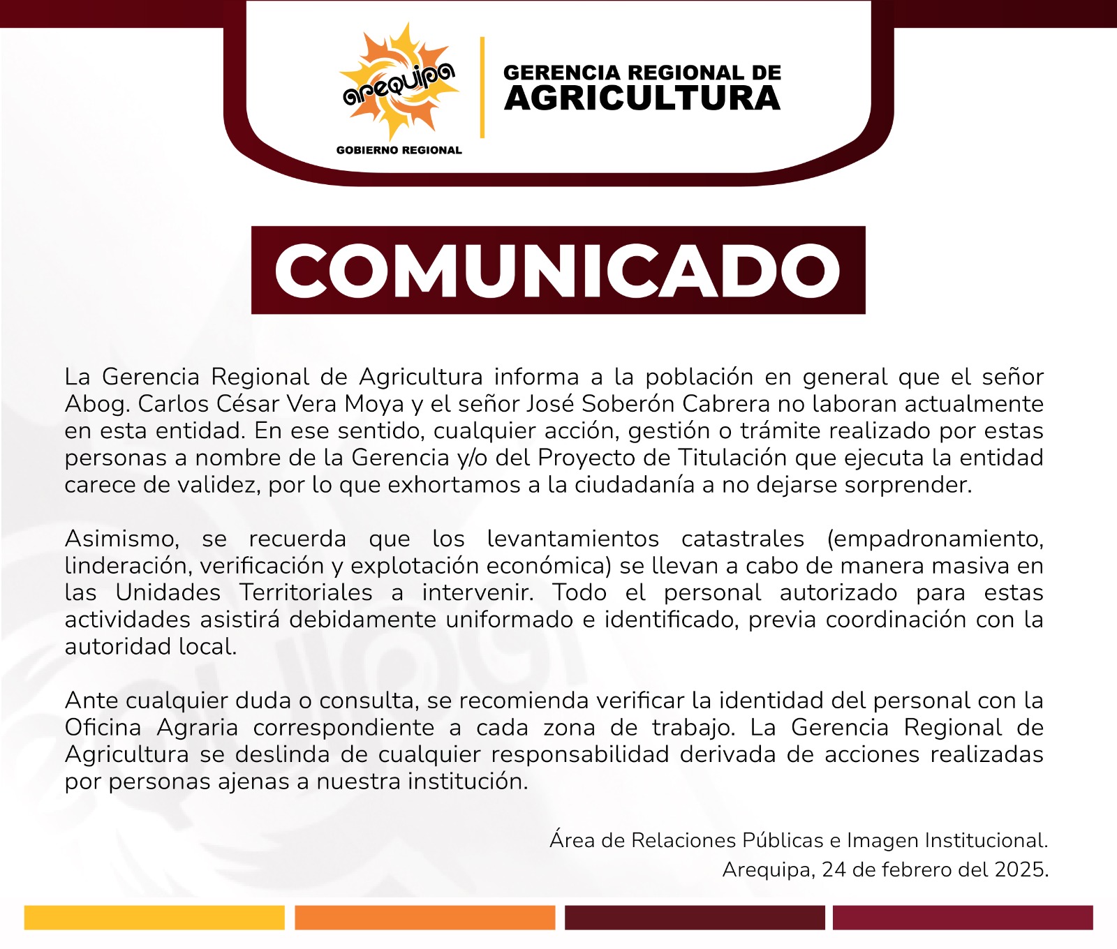 Comunicado 01-2025 - Proyecto Titulación Arequipa